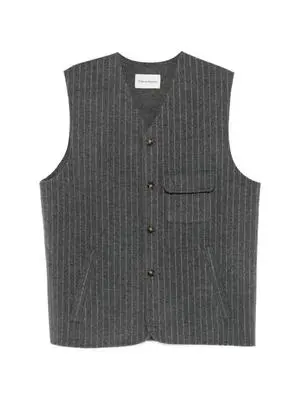 Drole De Monsieur Pinstripe Sleeveless Vest - Grey