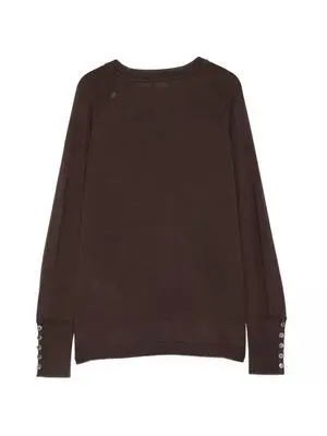 Alpha Studio Button-cuff Fine Knit Sweater