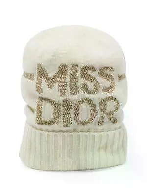 Dior Miss Logo Beanie Hat - Neutrals