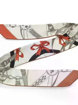 Hermès La Promenade Du Matin Forever Twilly Scarf - White
