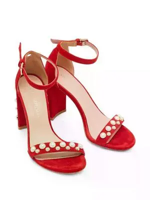 STUART WEITZMAN Pearl-embellished Block-heel Sandals
