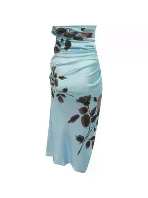 Magda Butrym Floral Print Ruched Strapless Midi Dress