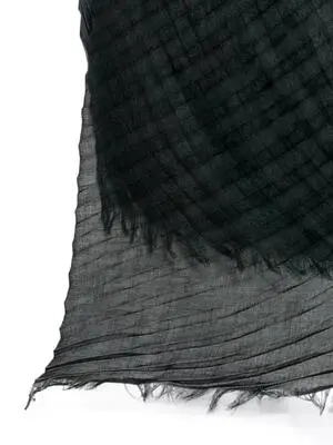 Issey Miyake Pleated Frayed Scarf - Black