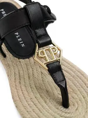 Philipp Plein Nappa Sandals Rope Hexagon - Black