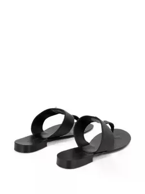 Philipp Plein Leather Flat Sandals Hexagon