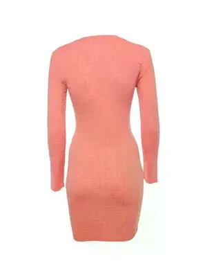 Fendi Zucca-jacquard Long-sleeved Mini Dress