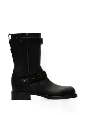Burberry Block Heel Biker Boots