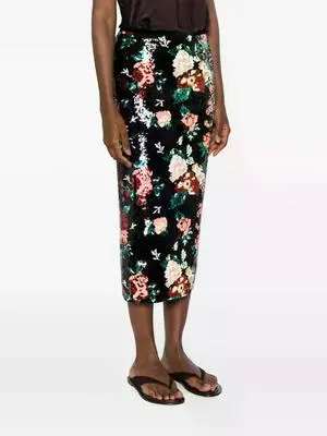 FORTE_FORTE Sequin Embellished Floral Motif Midi Skirt