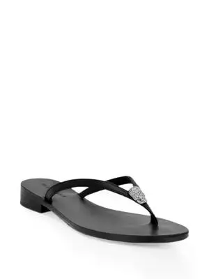 Philipp Plein Nappa Flip-flop Sandals Crystal Skull - Black