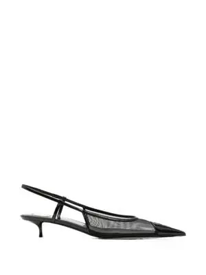 Saint Laurent Mesh-panelled Pointed-toe Slingback Pumps