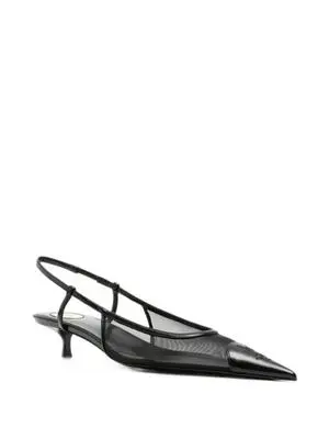 Saint Laurent Mesh-panelled Pointed-toe Slingback Pumps