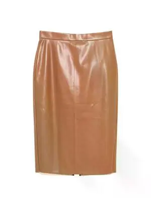 Marina Rinaldi Faux-leather Midi Pencil Skirt - Brown