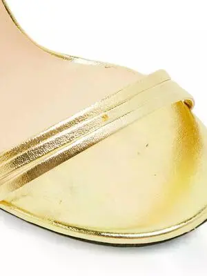 Gucci Tone Leather Crystal-embellished Double G Buckle Stiletto Sandals
