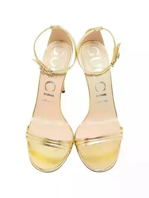 Gucci Tone Leather Crystal-embellished Double G Buckle Stiletto Sandals