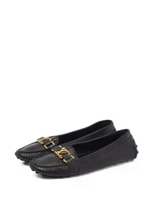 LOUIS VUITTON Leather Loafers With Gold-tone Hardware