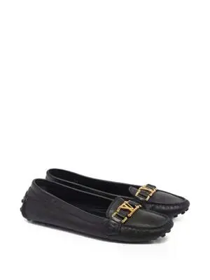 LOUIS VUITTON Leather Loafers With Gold-tone Hardware