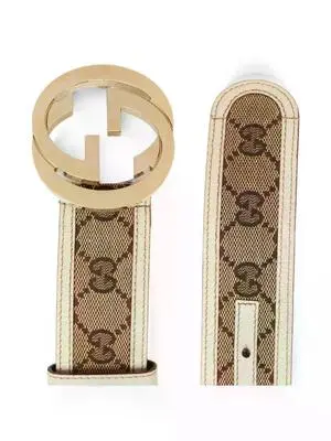 Gucci Interlocking G Buckle Belt - Neutrals