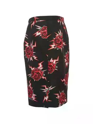 Prada Frankenstein Rose Print Midi Skirt