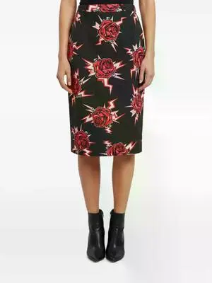 Prada Frankenstein Rose Print Midi Skirt