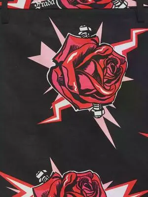 Prada Frankenstein Rose Print Midi Skirt