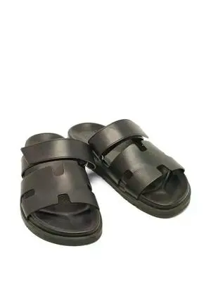 Hermès Chypre Touch-strap Flat Sandals - Black