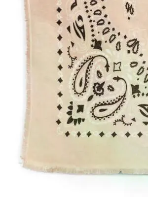 KUJTEN Hachiko Bico Paisley-pattern Frayed Scarf - Neutrals