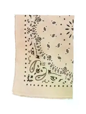 KUJTEN Hachiko Bico Paisley-pattern Frayed Scarf - Neutrals