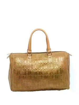 Carolina Herrera Andy Monogram Embossed Satchel Bag - Gold