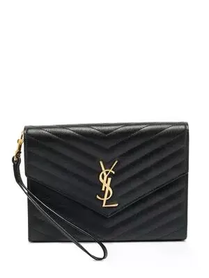 Saint Laurent Cassandre Matelassé Envelope Clutch Bag - Black