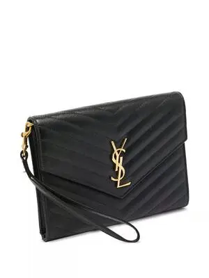 Saint Laurent Cassandre Matelassé Envelope Clutch Bag - Black