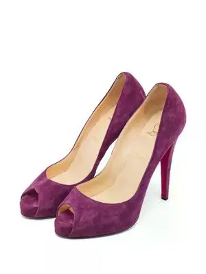 CHRISTIAN LOUBOUTIN Suede Peep-toe Platform Stiletto Pumps