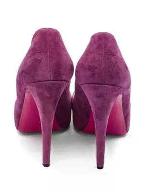 CHRISTIAN LOUBOUTIN Suede Peep-toe Platform Stiletto Pumps