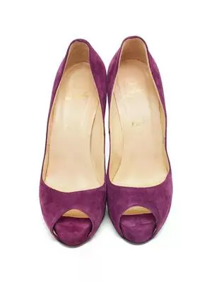 CHRISTIAN LOUBOUTIN Suede Peep-toe Platform Stiletto Pumps
