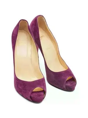 CHRISTIAN LOUBOUTIN Suede Peep-toe Platform Stiletto Pumps