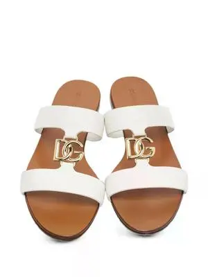 Dolce & Gabbana Calf Leather Dg Logo Slide Sandals
