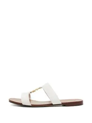 Dolce & Gabbana Calf Leather Dg Logo Slide Sandals - White