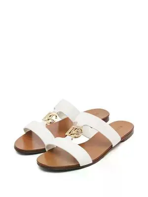 Dolce & Gabbana Calf Leather Dg Logo Slide Sandals - White