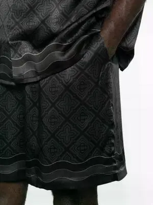 Casablanca Monogram-print Silk-twill Shorts