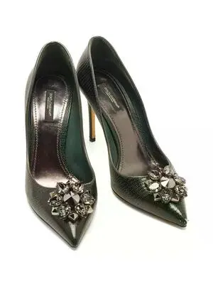 Dolce & Gabbana Bellucci Lizard-embossed Pumps With Crystal Embellishment