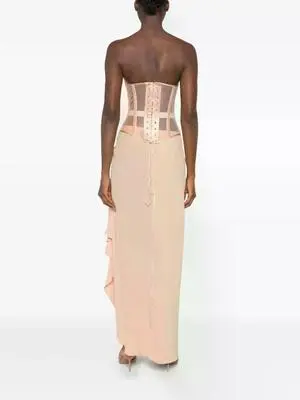 MUGLER Sheer Lace-up Corset - Neutrals