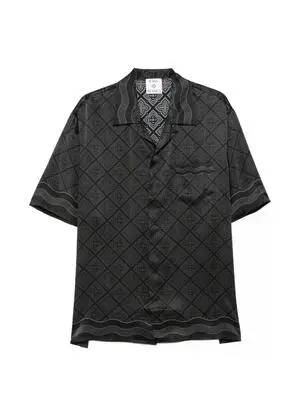 Casablanca Radiating Monogram Silk Shirt - Black