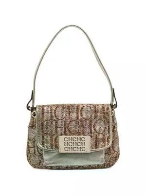 Carolina Herrera Monogram-pattern Metallic-effect Handbag - Silver