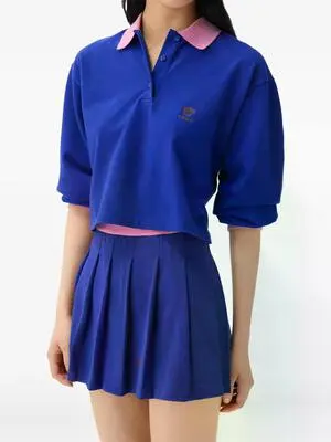 Versace Medusa Logo Embroidered Cropped Cotton Piqué Polo