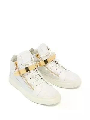GIUSEPPE ZANOTTI Coby Croc-embossed High-top Sneakers - White