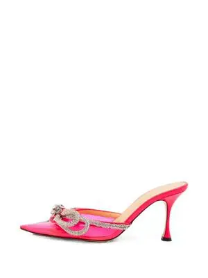 Mach & Mach Double Bow Crystal-embellished Mules