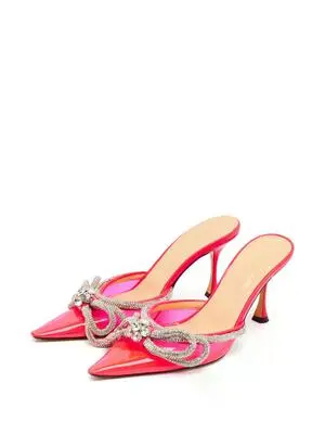 Mach & Mach Double Bow Crystal-embellished Mules - Pink