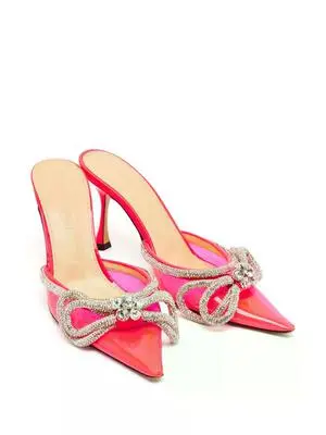 Mach & Mach Double Bow Crystal-embellished Mules - Pink