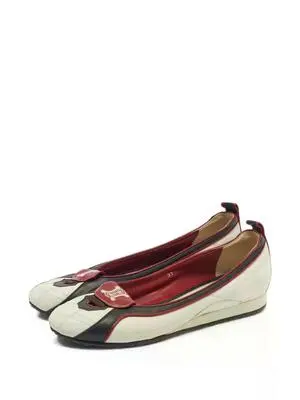 Celine Cream Leather Triomphe Motif Ballet Flats