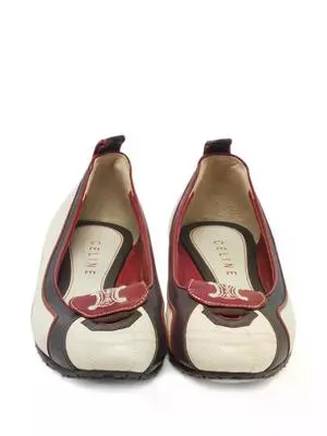 Celine Cream Leather Triomphe Motif Ballet Flats