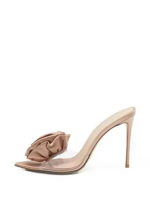 LE SILLA Rose Appliqué Transparent Stiletto Sandals - Neutrals